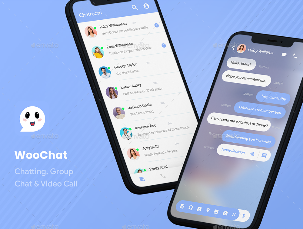 Chat App UI Kit with Audio and Video Features| Media Sharing and Communication App UI | WooChat ...